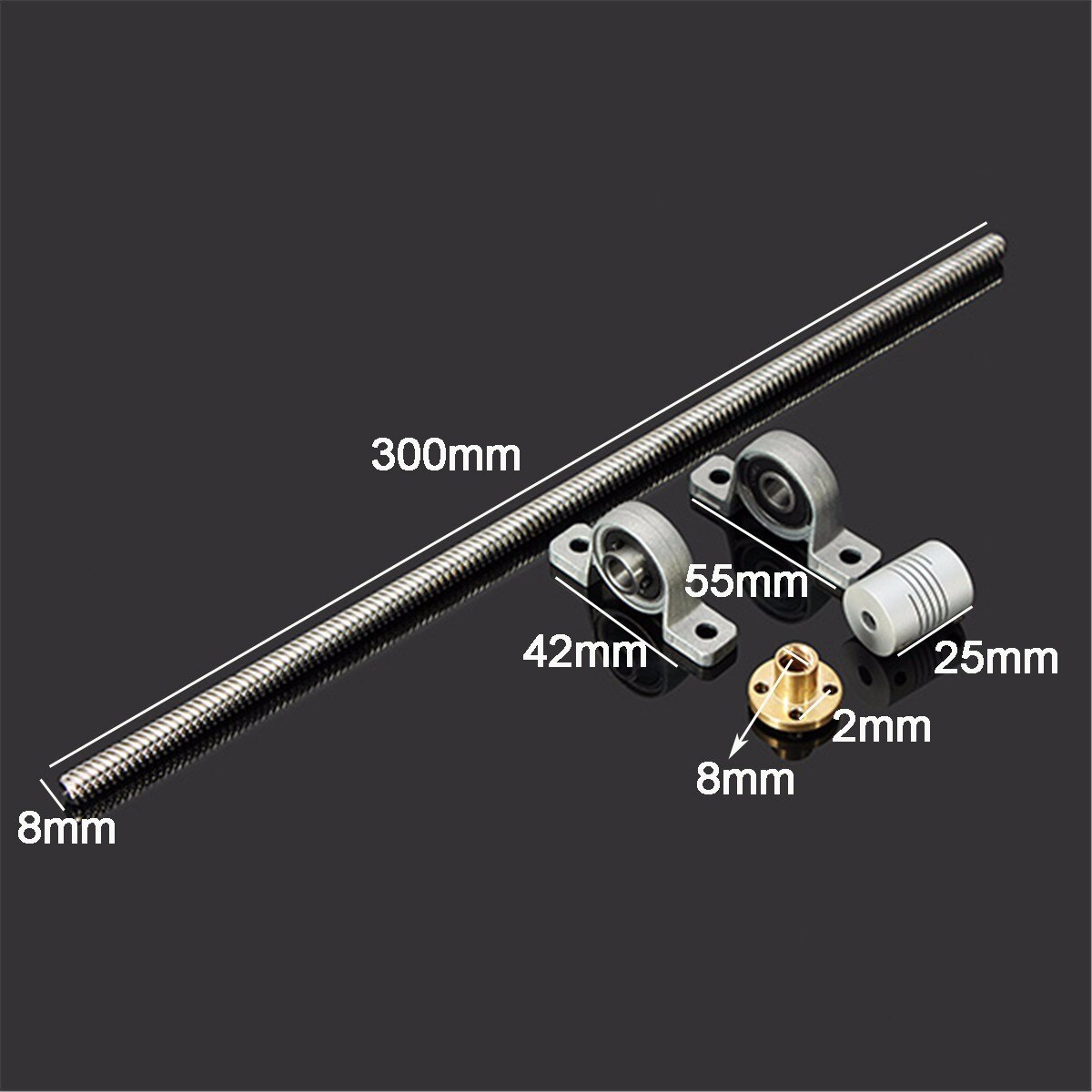 T8 300mm Stainless Steel Lead Screw Set with Shaft... – Grandado