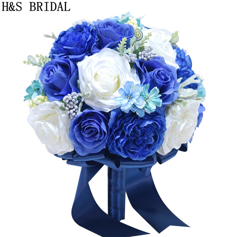 H&S BRIDAL Blue Ivory Bridal Bouquet Bouquet D... – Grandado