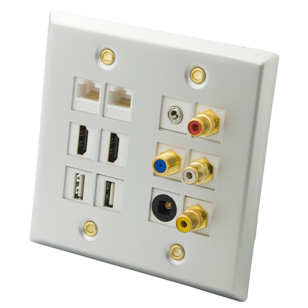 2 Gang Aluminium Solid Stijl 2 HDMI 3 RCA 2 Cat6 R... – Grandado