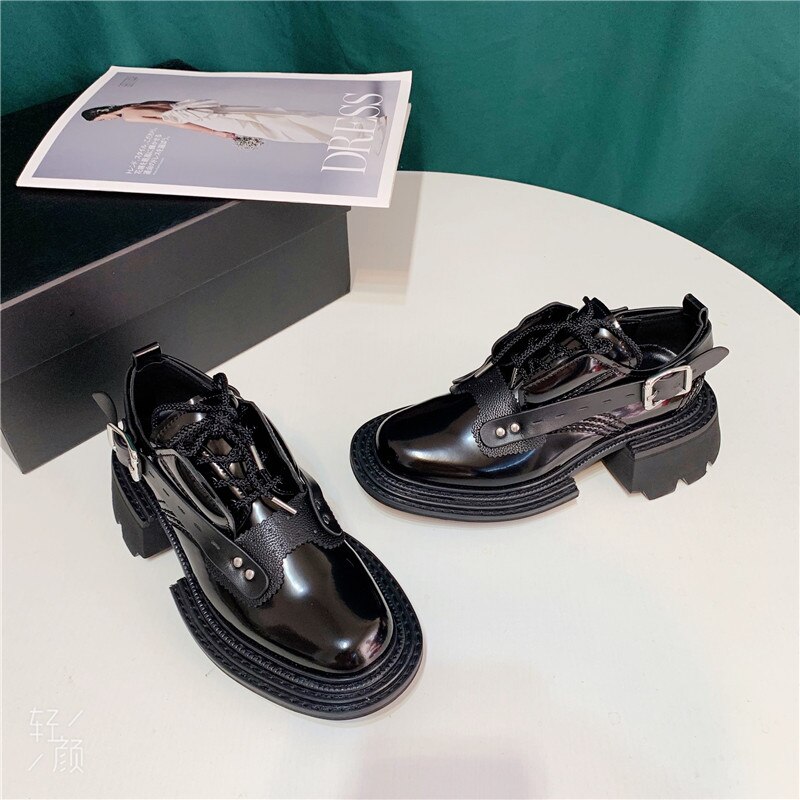 lace up platform women loafers round toe casual wo... – Grandado