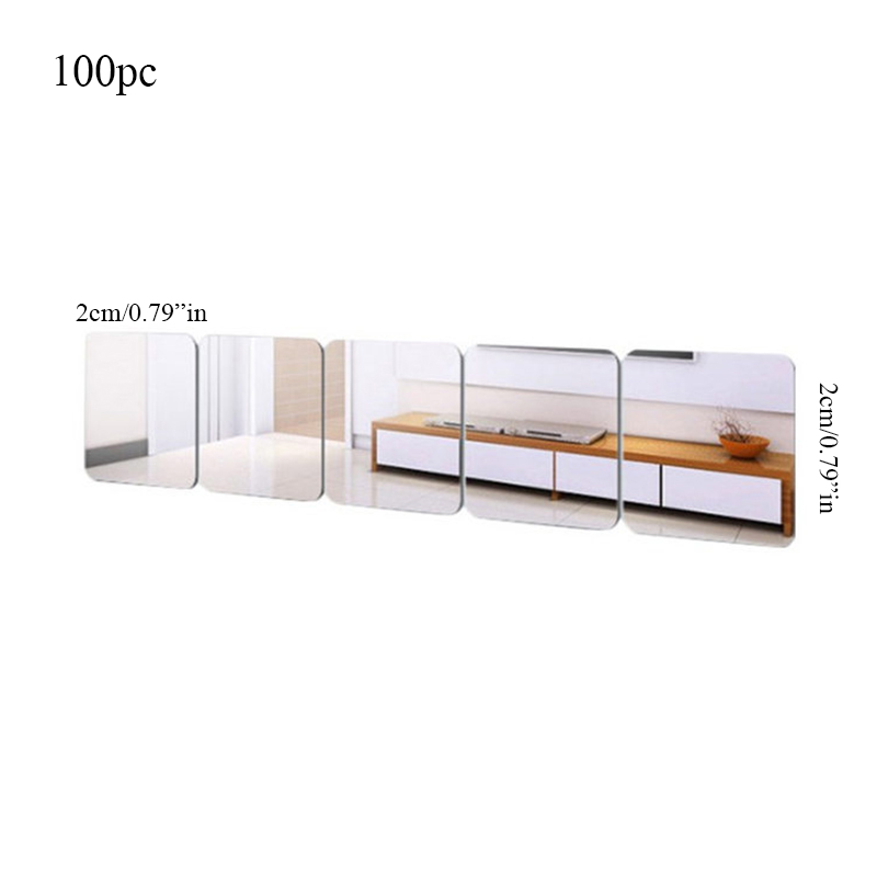 100pcs 3D Mirror Wall Sticker Round Mirror DIY TV ... – Grandado