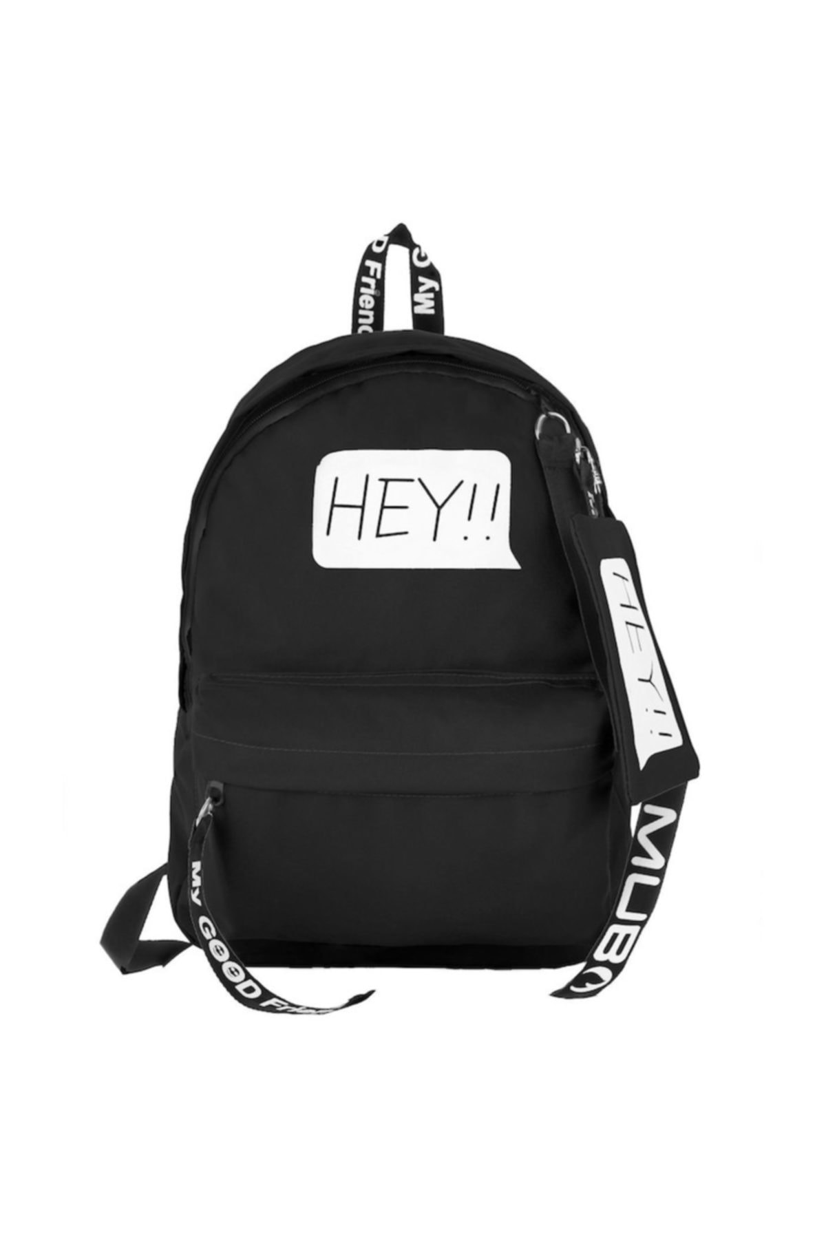 Black Street Style Printed School Backpack Unisex – Grandado