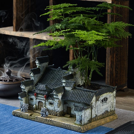 Chinese Zen pot retro pastoral micro-landscape pla... – Grandado