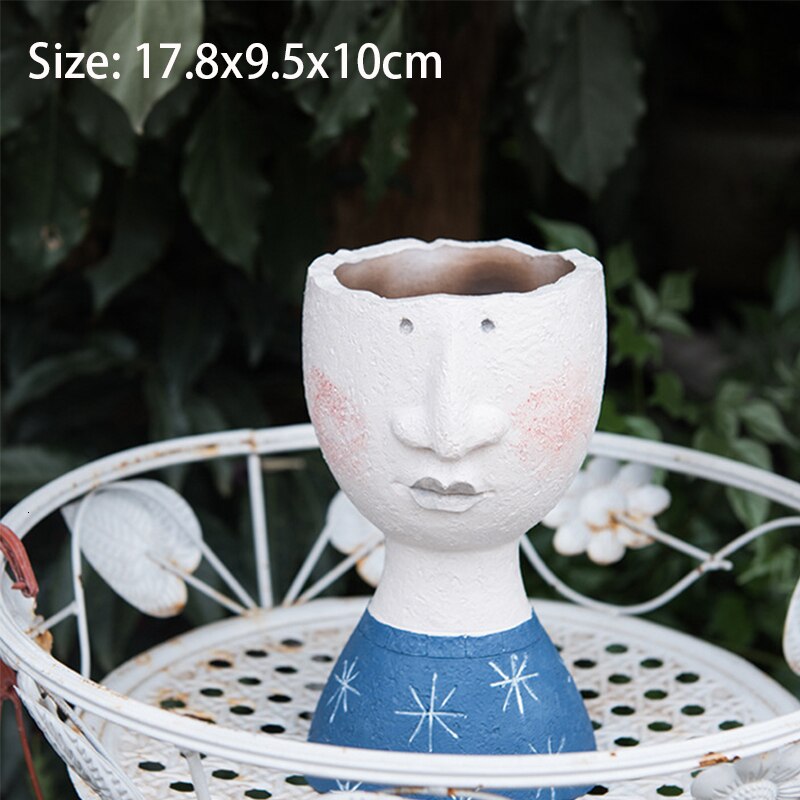 1pcs Human Head Vase Flower Pot Doll Shape Sculptu... – Grandado