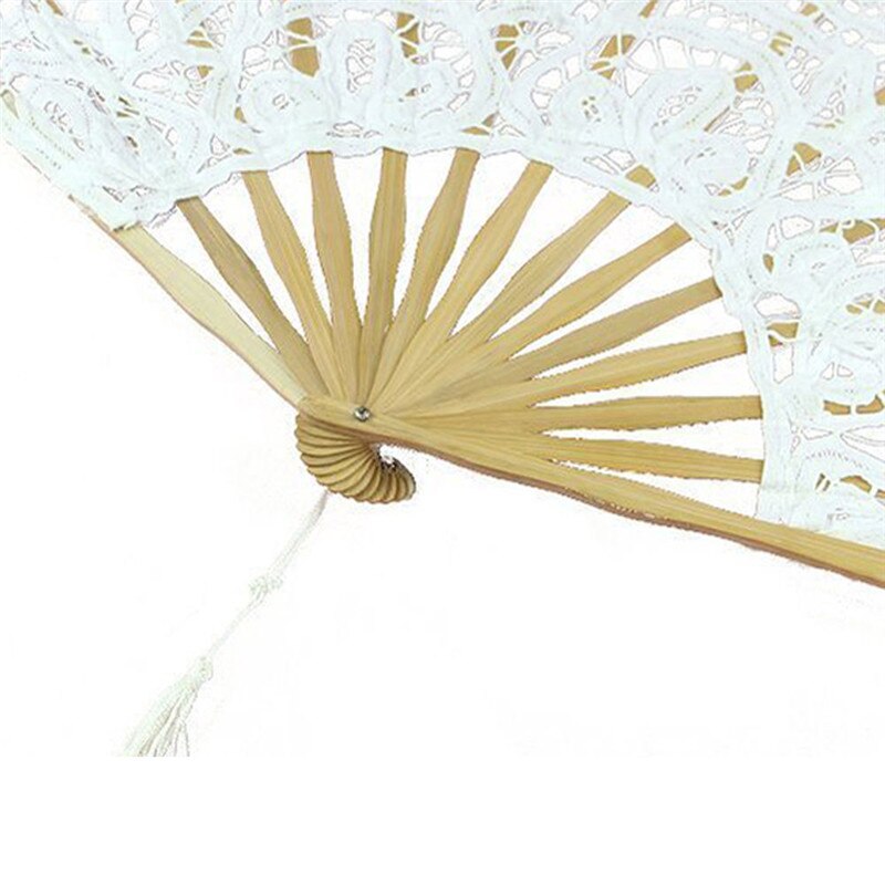 1PC White Handmade Cotton Lace Folding Hand Fan Pa... – Grandado