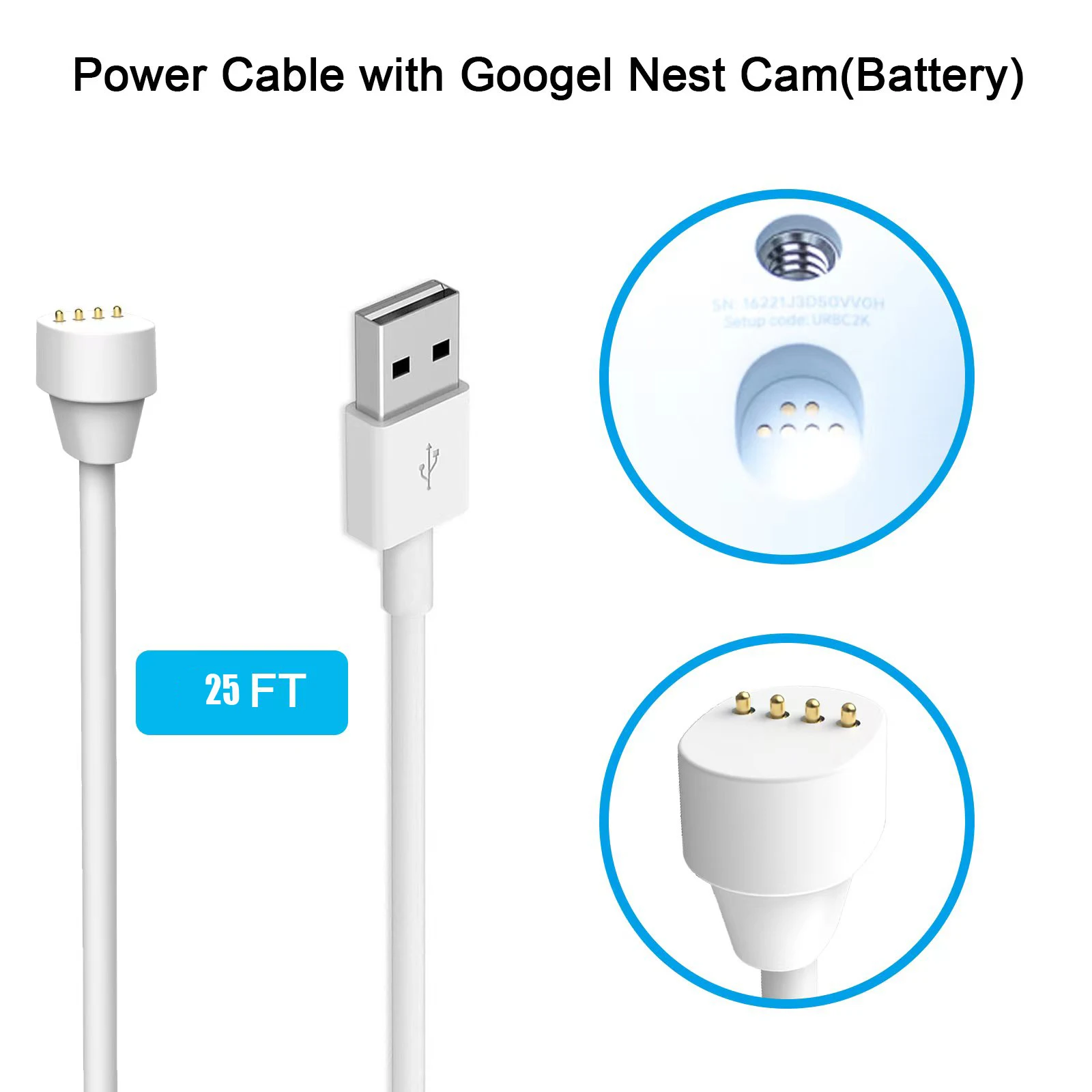 25ft/7,6 m Wetterfeste Ladekabel für Google Nest N... – Grandado
