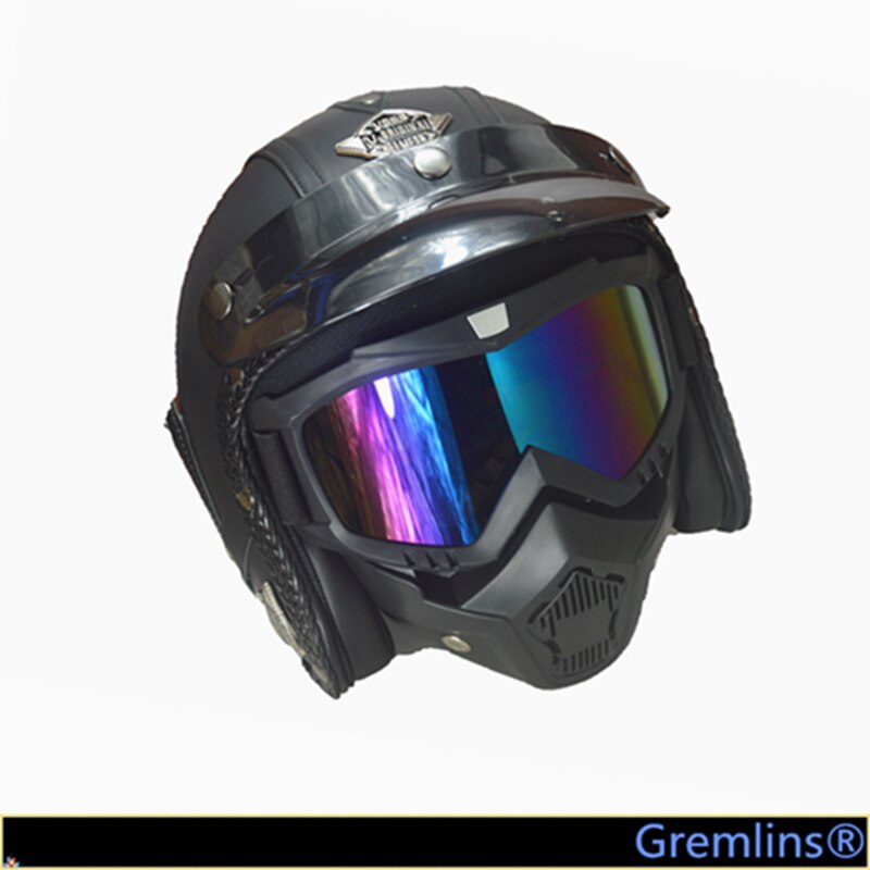 Zwart Volwassen Open Gezicht Half Lederen Helm Mot... – Grandado Zwart Volwassen Open Gezicht Half Lederen Helm Mot... – Grandado