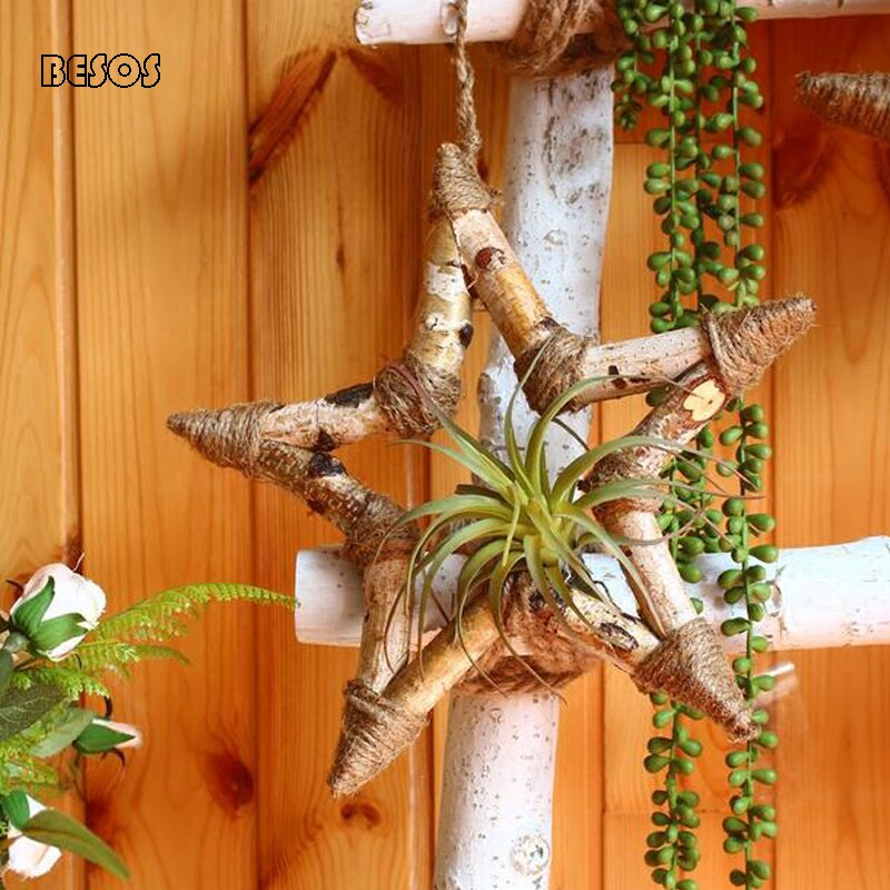 Birch Handmade Five-pointed Star Hemp Rope fixed W... – Grandado