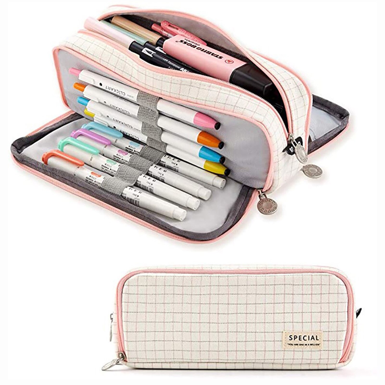 School Multifunctional Double Zipper Portable Canv... – Grandado