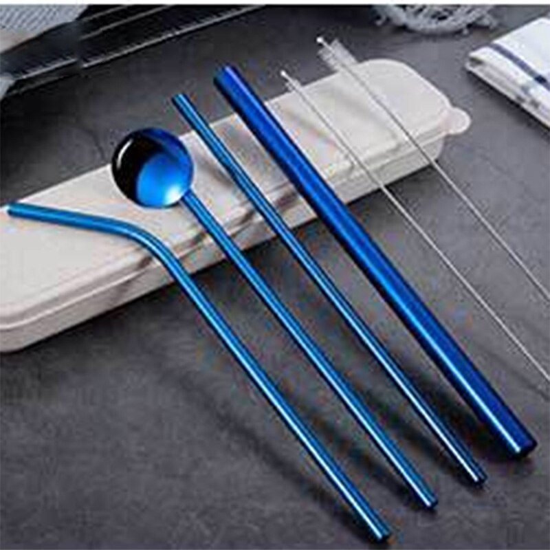 Portable Stainless Steel Straw Set Reusable Color ... – Grandado