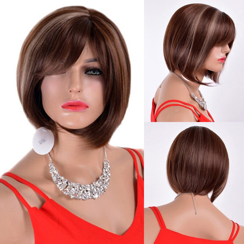 MSIWIGS Straight Short Burgundy Wigs with Bangs Hi... – Grandado