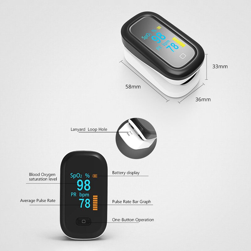 Pulsioxímetro Digital De Pulso De Dedo OLED Tensiometro oxímetro De ...