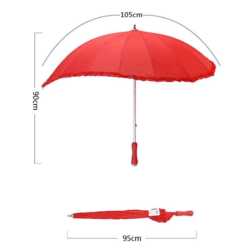 Red Heart Shaped Red Rain Umbrella For Womens Deco... – Vicedeal