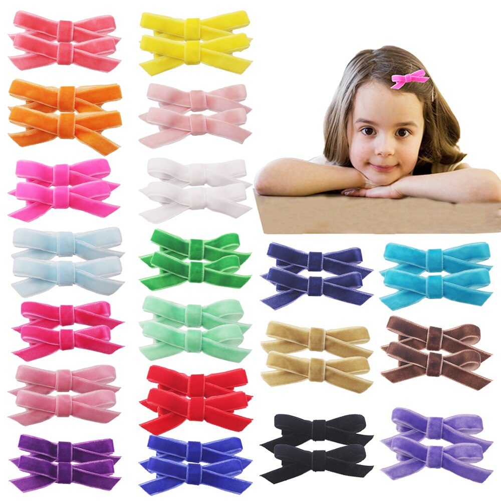 40pcs/20Pairs 2.5Inch Velvet Hair Bows Clips Allig... – Vicedeal