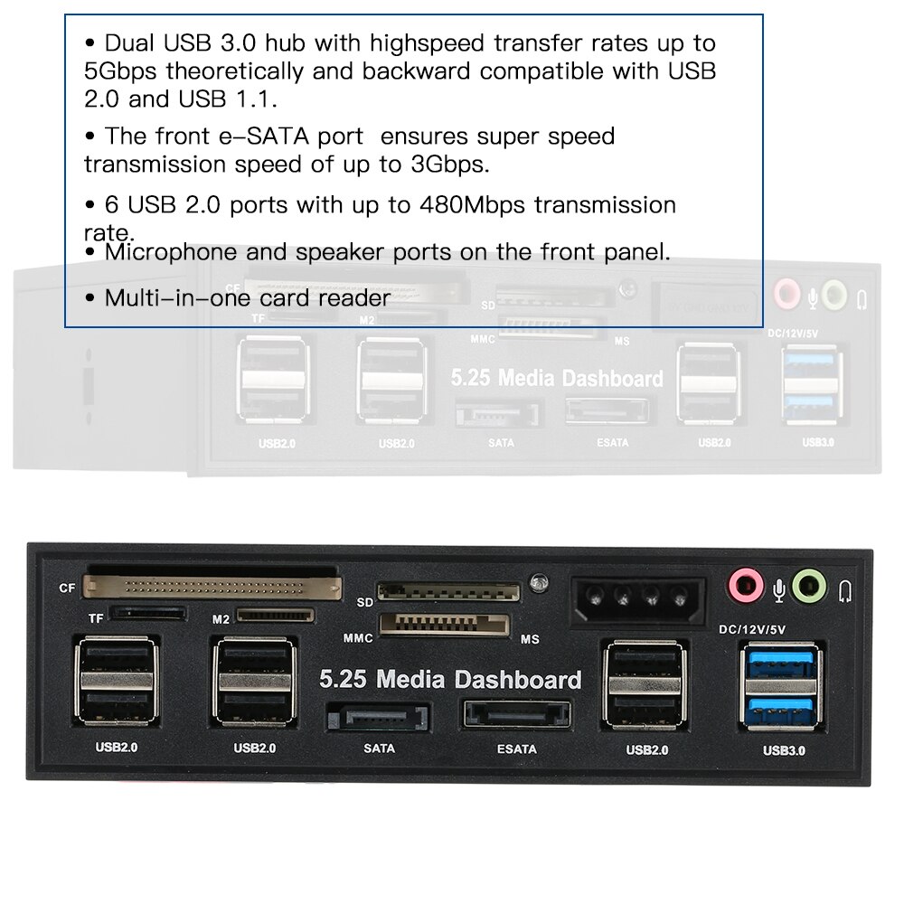 Multifunctionele Kaartlezer Usb 3.0 Voorpaneel Hub... – Grandado