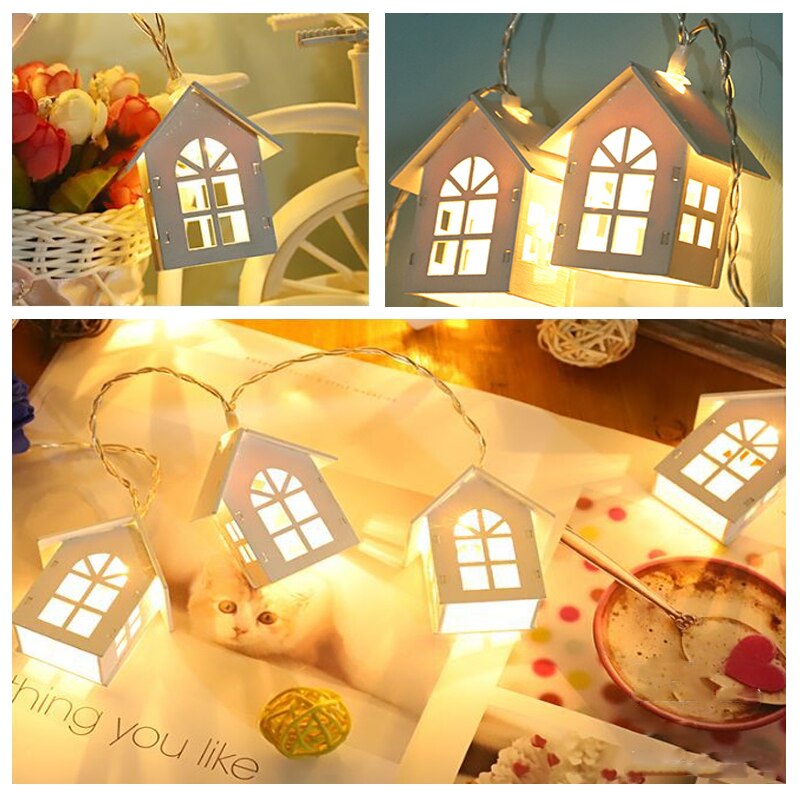 Juletræ dekoration hus form lysstrenge guirlande o... – Grandado