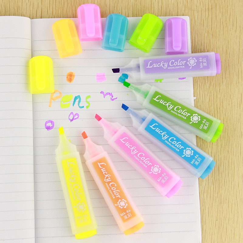 6Pcs Diy Leuke Kawaii Kleurrijke Markeerstift Mark... – Vicedeal