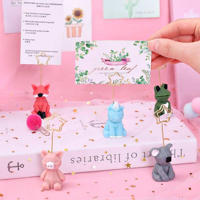 Kawaii Animal Card Holder Resin Cartoon Animal Pho... – Grandado
