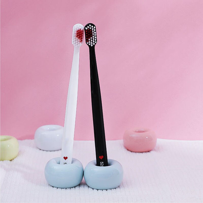 2pcs Soft-bristle Toothbrush Black White Heart Cou... – Grandado