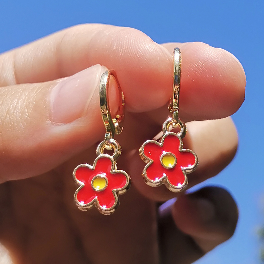 ZX Cute Sweet Small Sunflower Huggies Earrings for... – Vicedeal