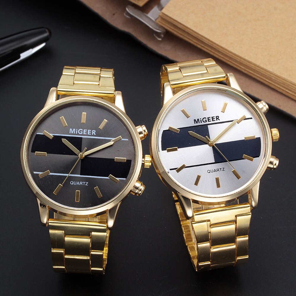 Man Stainless Steel Analog Alloy Quartz Wrist Watc... – Grandado