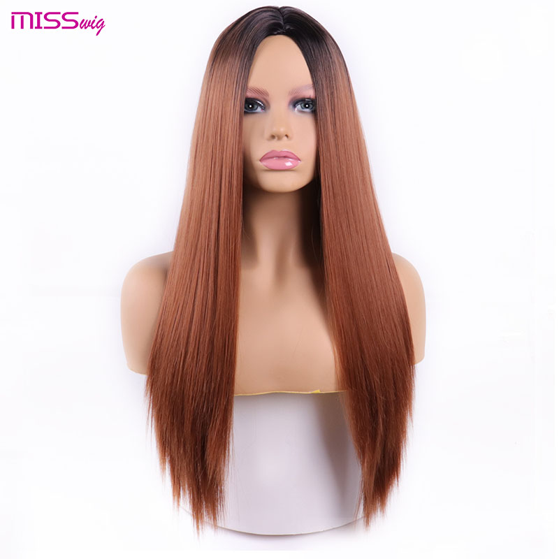 Miss Pruik Ombre Blauw Groen Rechte Lange Syntheti... – Grandado