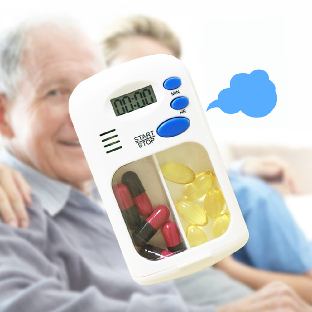 2 Grids Medicine Reminder Pill Box Timer Battery P... – Grandado