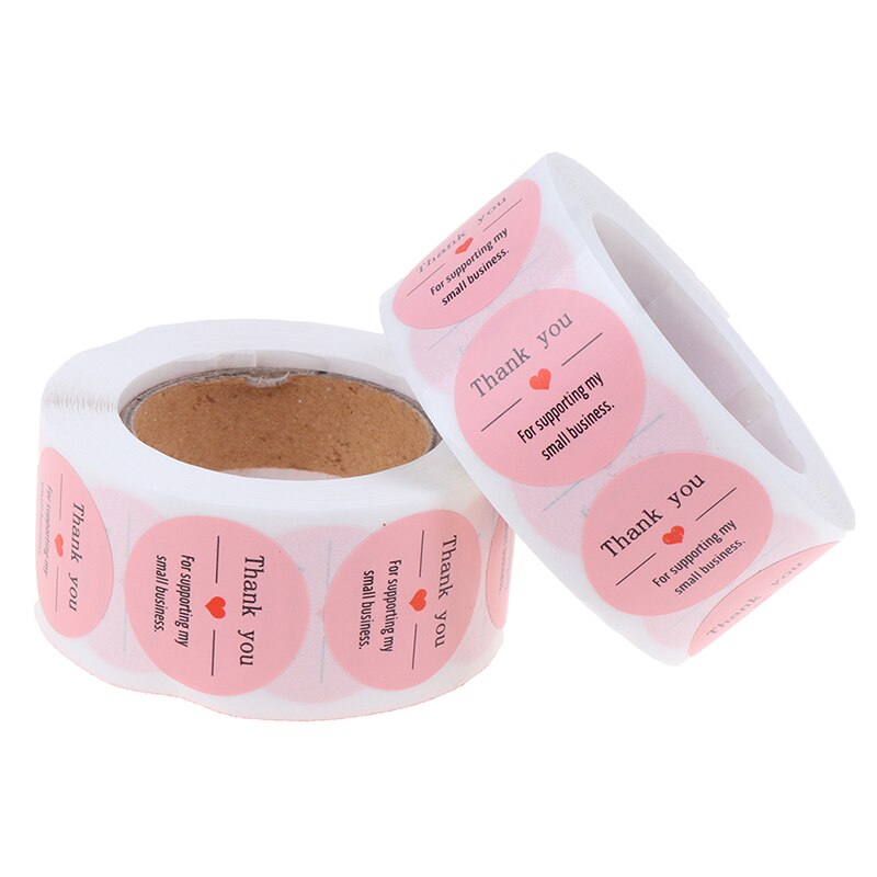 Pink Paper Label Stickers Gold Thank You Sticker S... – Grandado