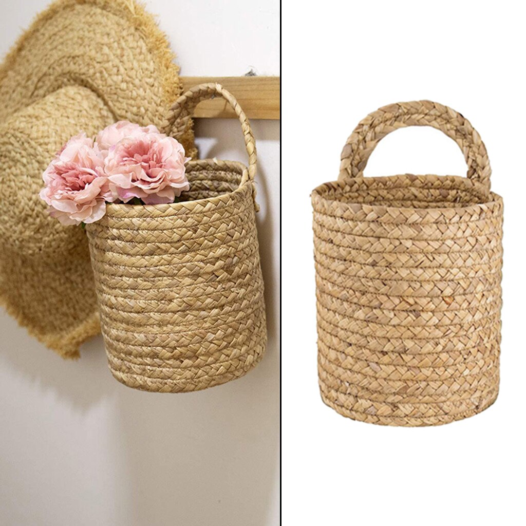 Woven Storage Basket with Handle Laundry Bin Flowe... – Vicedeal