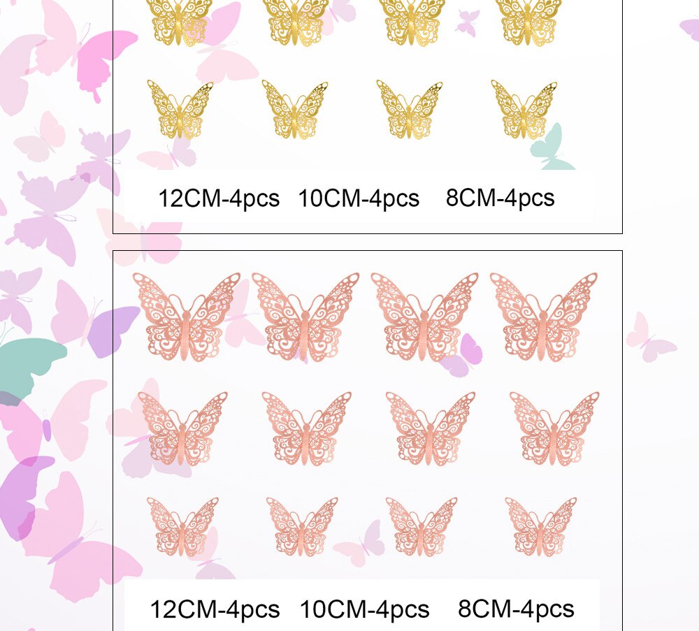 Holle Simulatie Vlinder Metalen Stickers Gouden En... – Grandado