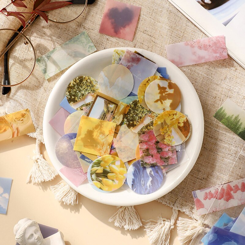 80pcs/pack Color Sky PET Stickers Set Natural Scen... – Grandado