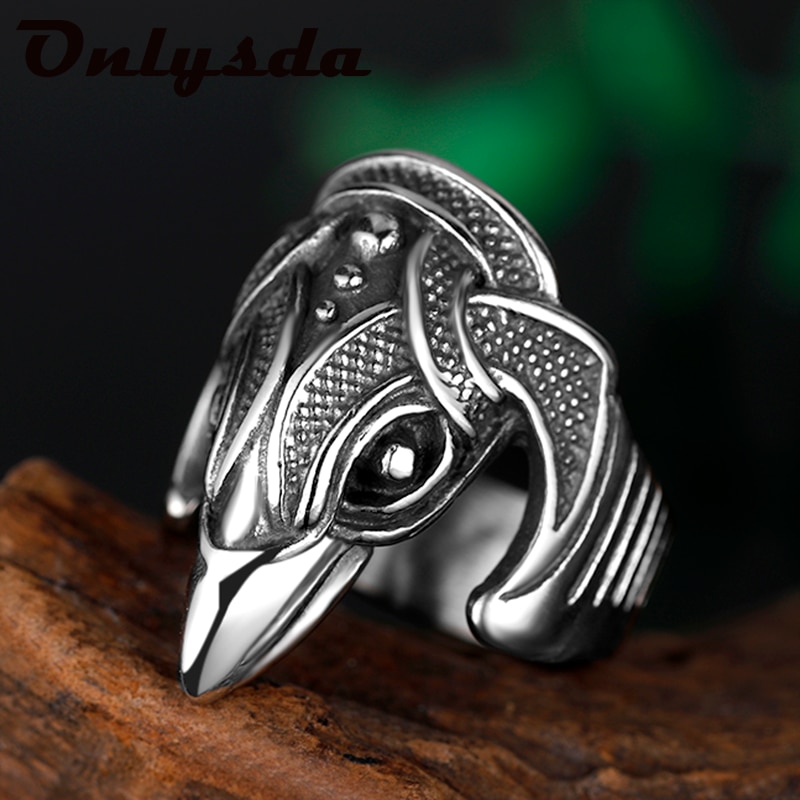 Animal Viking Men Stainless Steel Raven Ring Norse... – Vicedeal