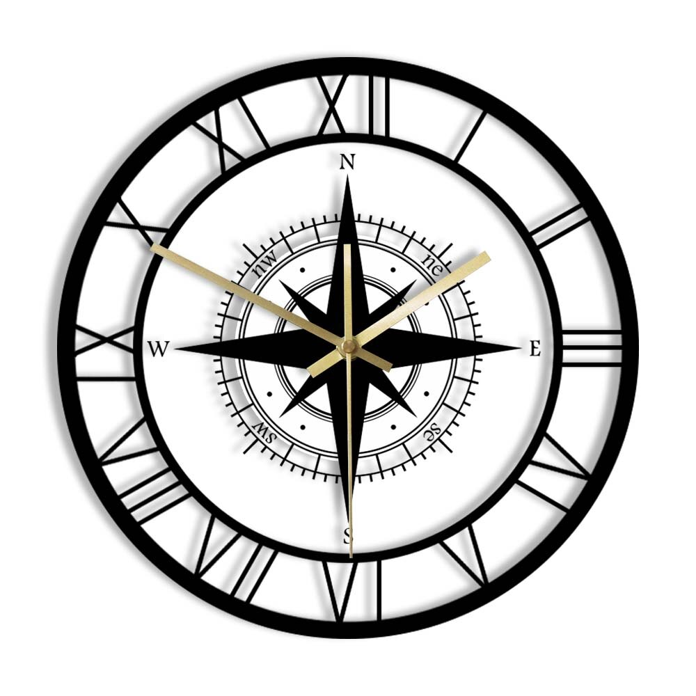 Compass Direction Map Exclusive Silent Wall Clock ... – Grandado