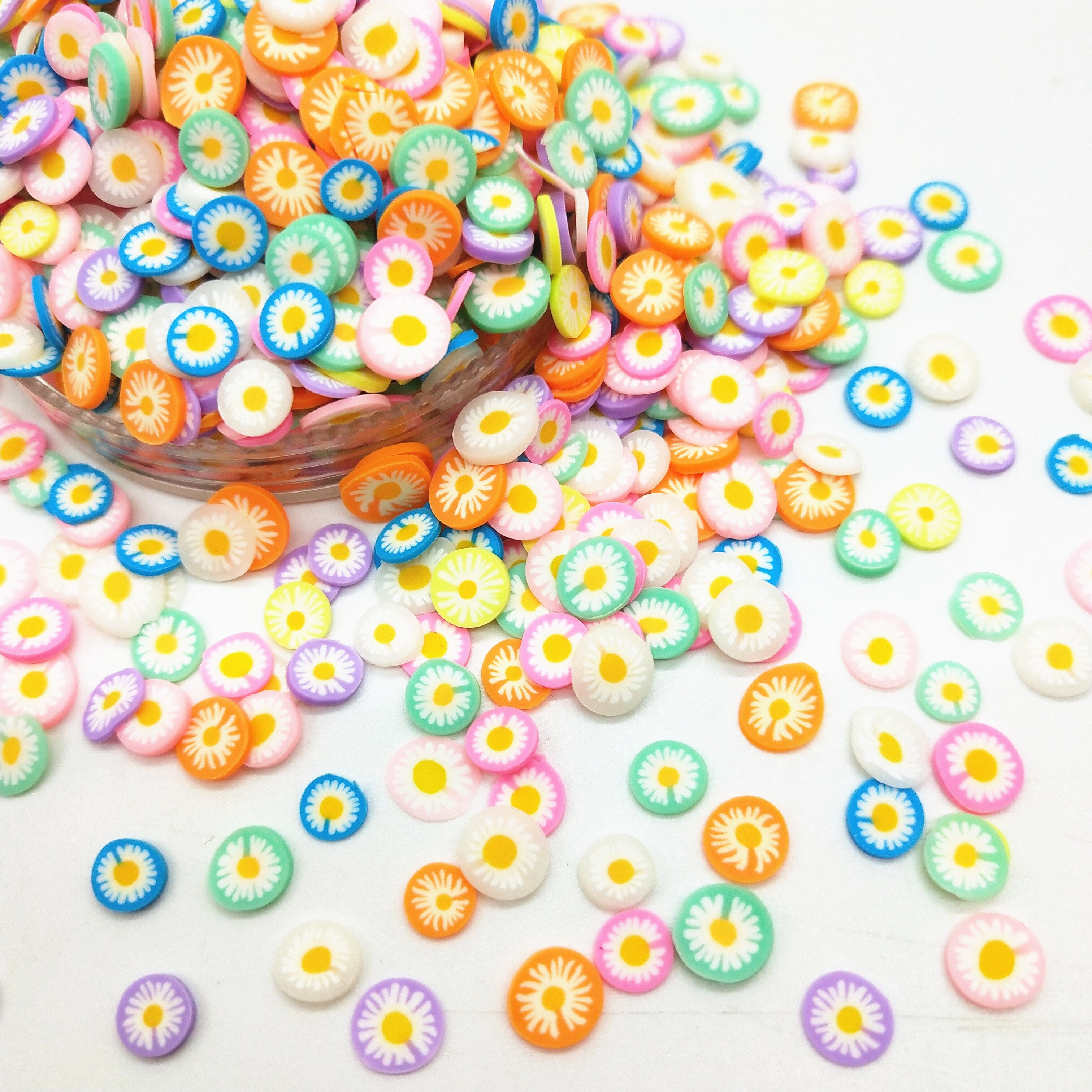 20g/lot 5mm Colorful Daisy Round Flowers Polymer C... – Grandado