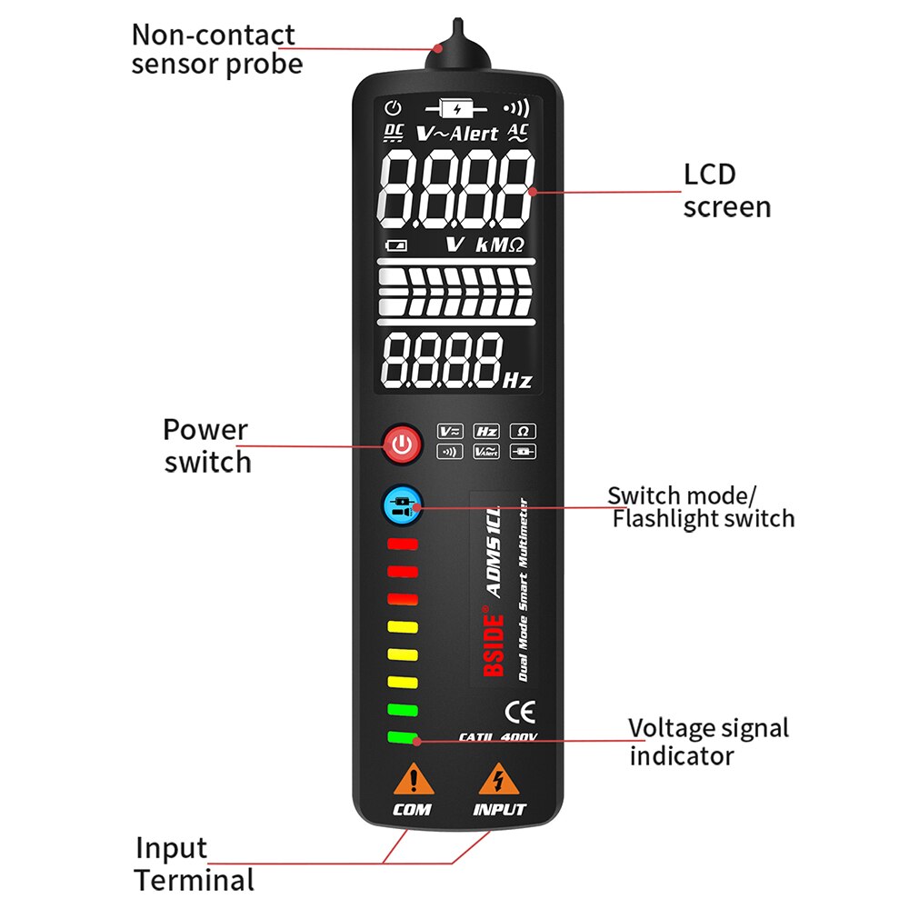 ADMS1CL Digital LCD Multimeter 3-Line Display Auto... – Grandado
