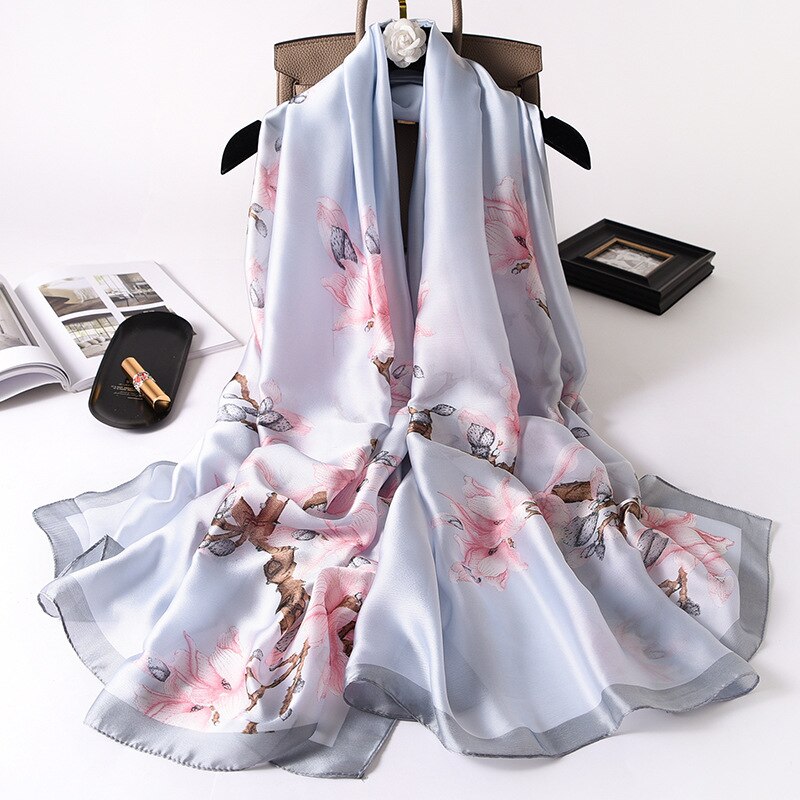 Korean Magnolia silk scarf Autumn and winter print... – Vicedeal