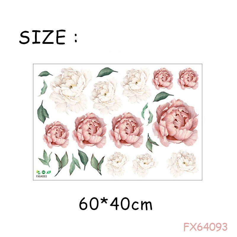 Peony Rose Flowers Print Wallpaper Stickers Art Nu... – Vicedeal