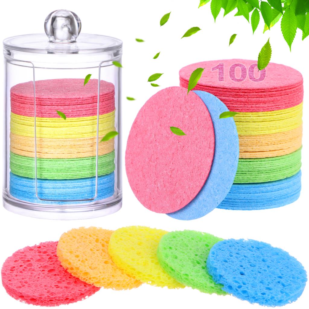 100 Pieces Compressed Facial Sponges with Plastic ... – Grandado