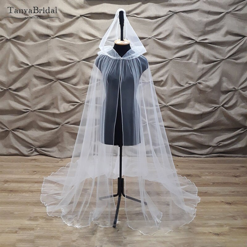 Soft Tulle Hood Wedding Cape Crocheted Bridal Cloa... – Grandado