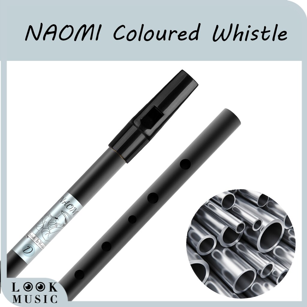 NAOMI Key of D Irish Tin Penny Whistle In Black Al... – Vicedeal