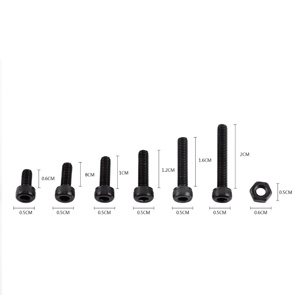 250 pcs M3 Black Alloy Stalen schroef moer Hex Soc... – Grandado