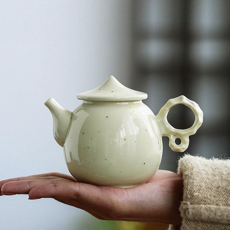 White pottery stone ceramic teapot teapot kung fu ... – Vicedeal