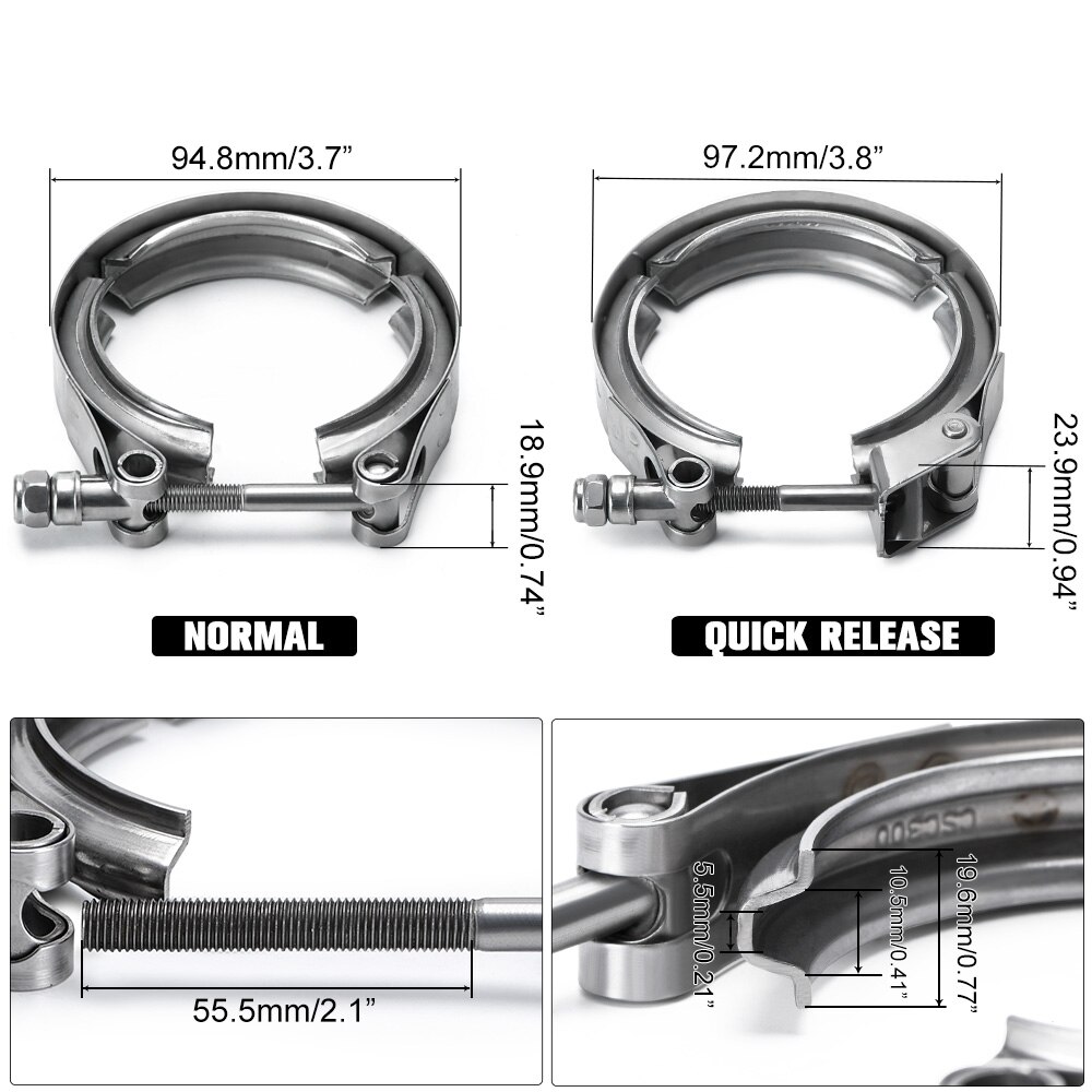 Vr-2.5 "Sus 304 Staal Roestvrij Uitlaat V Ban... – Grandado