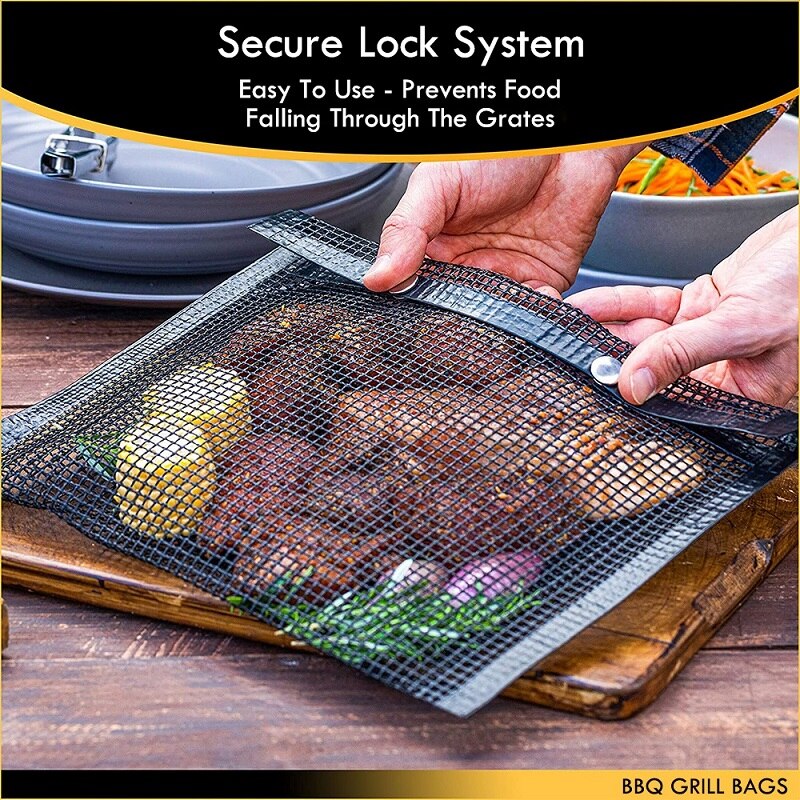 2Pcs Reusable BBQ Baked Bag Non Stick BBQ Mesh Gri... – Grandado