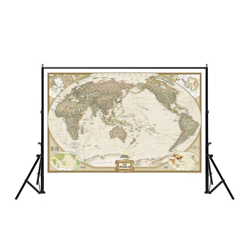 84*59cm Retro World Physical Map Canvas Map of The... – Vicedeal