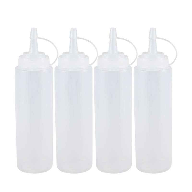 4X Clear White Plastic Squeeze Sauce Ketchup Cruet... – Grandado
