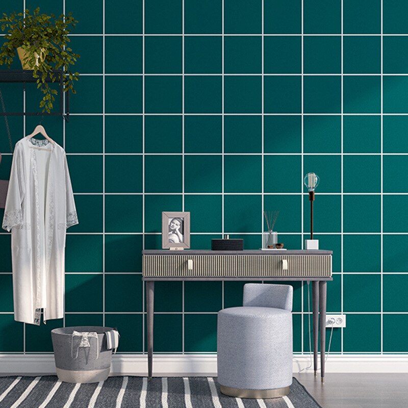 Papel de parede cor verde xadrez dormitório mori h... – Vicedeal