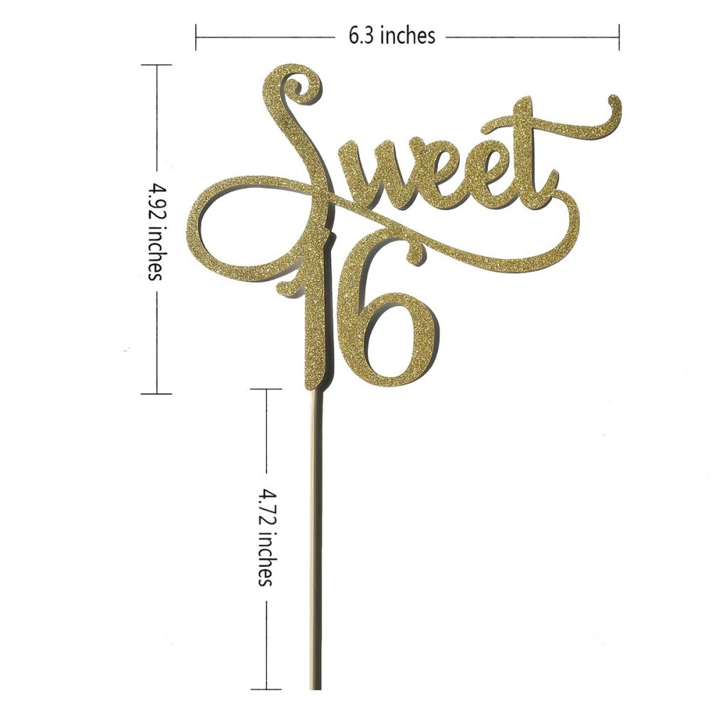 2pcs Gold Monogram Sweet 16 Cake Topper 16th Birth... – Vicedeal