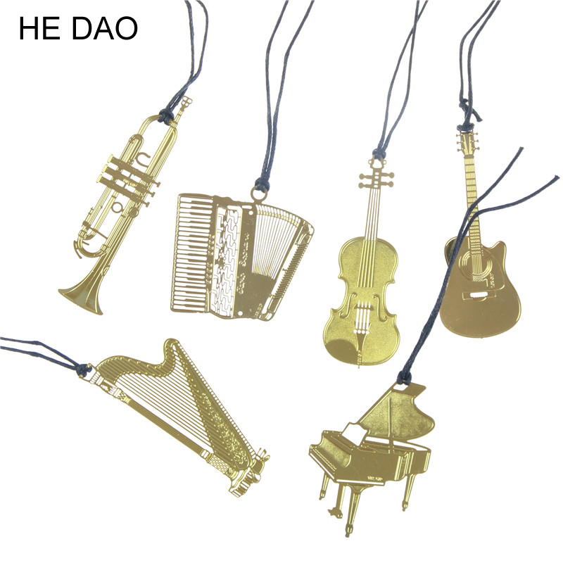 Cute Gold Metal Bookmark Music Piano Guitar Bookma... – Grandado
