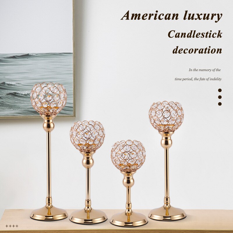Gold Crystal Candlestick Metal Wedding Centerpiece... – Vicedeal